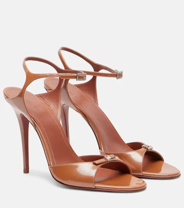 Amina Muaddi Adut 105 Patent Leather Sandals - White