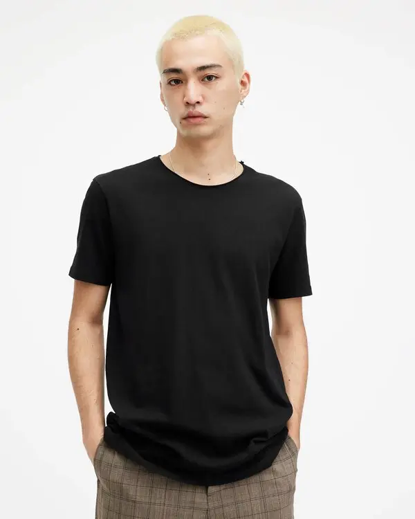All Saints Figure Crew Neck Raw Edge T-shirt - Jet Black