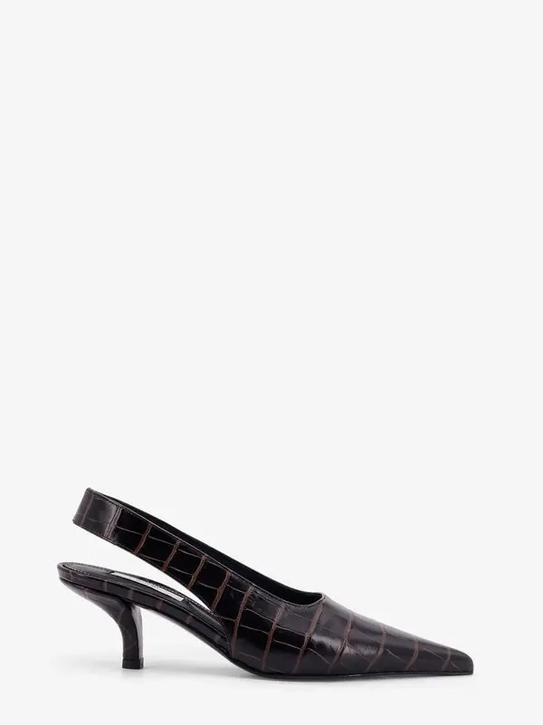 TOTÊME Leather Slingbacks With Croco Effect - Brown