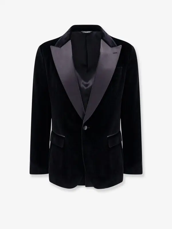 Dolce & Gabbana Velvet Blazer With Satin Lapel - Black