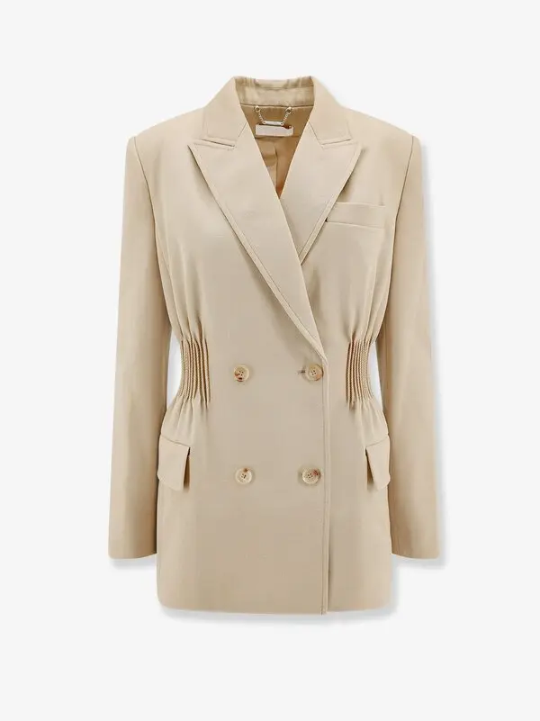Chloé Virgin Wool Blazer With Pleated Detail