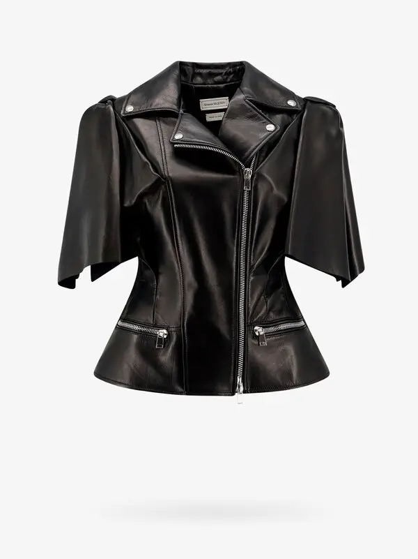 Alexander McQueen Sleeveless Leather Jacket With Knotted Drapery