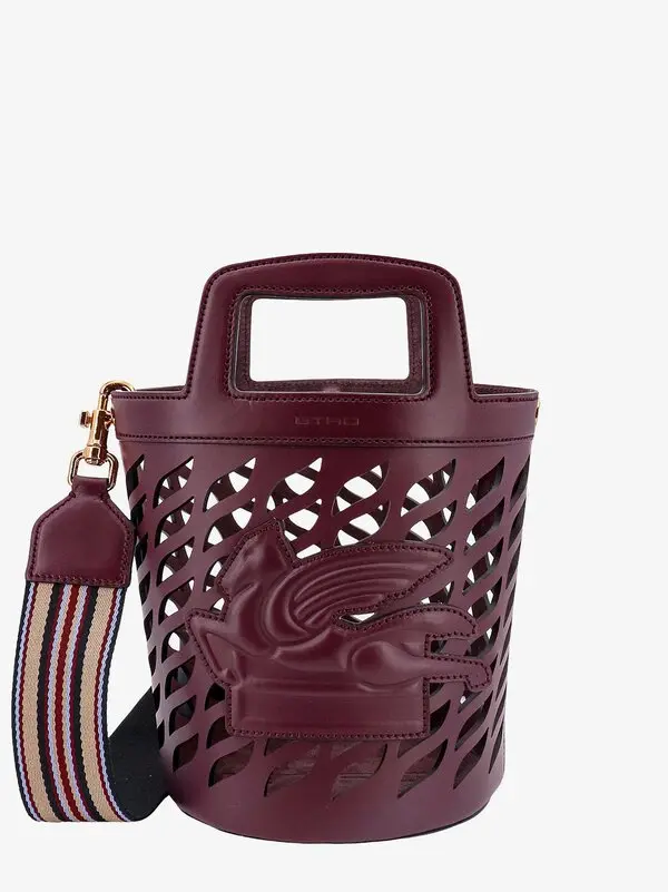 Etro Perforated Leather Bucket Bag With Shoulder Strap - Brown