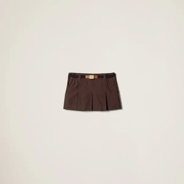 Miu Miu Panama Cotton Miniskirt - Cocoa Brown