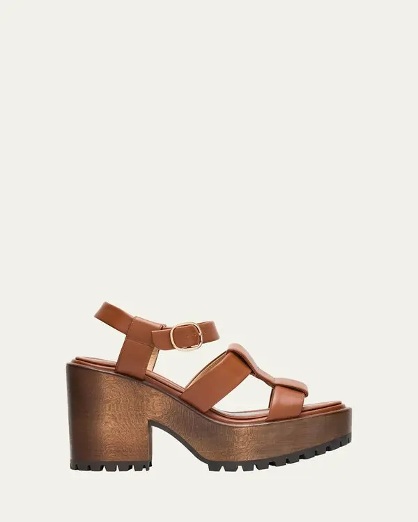 Gabriela Hearst Hera Leather Platform Block-heel Sandals - Cognac