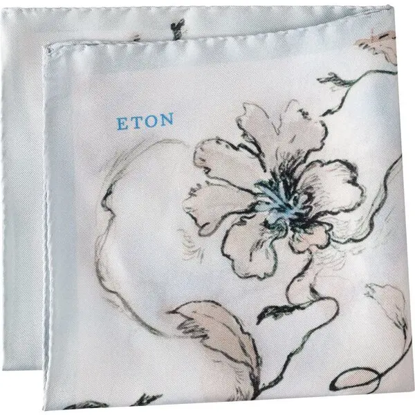 Eton Floral Silk Pocket Square - Light Blue