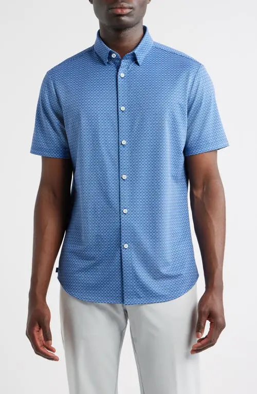 Mizzen+main Halyard Trim Fit Foulard Print Short Sleeve Performance Button-up Shirt