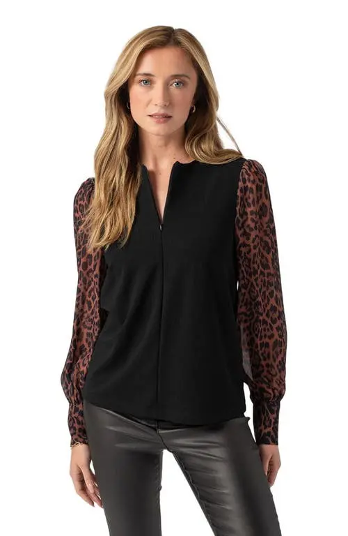 SAINT + SOFIA Esme Zip Up Top - Leopard