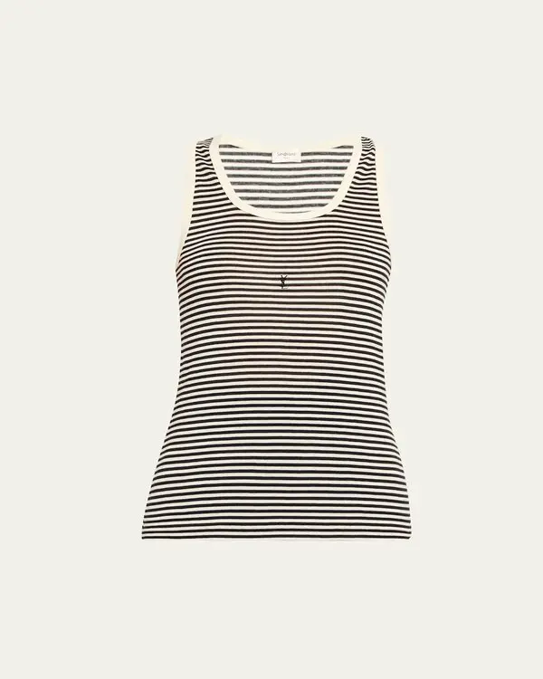 Saint Laurent Logo Striped Tank Top