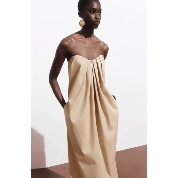 Mango Strapless Pleat-front Dress