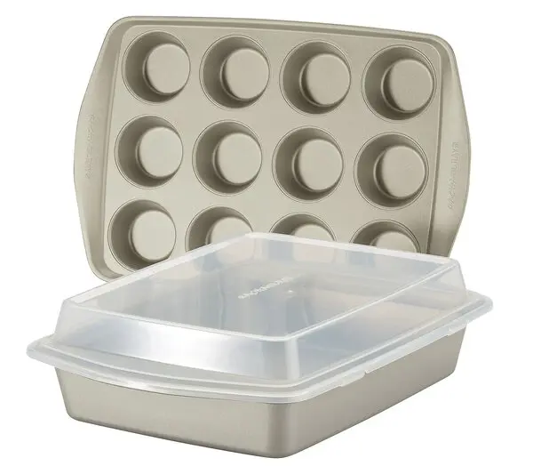 RACHAEL RAY Nonstick 3-piece Muffin & Cake Pan Bakeware Set