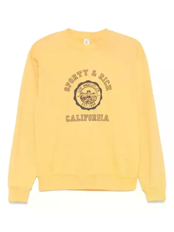 Sporty Rich Cotton Crewneck Sweatshirt Yellow Editorialist