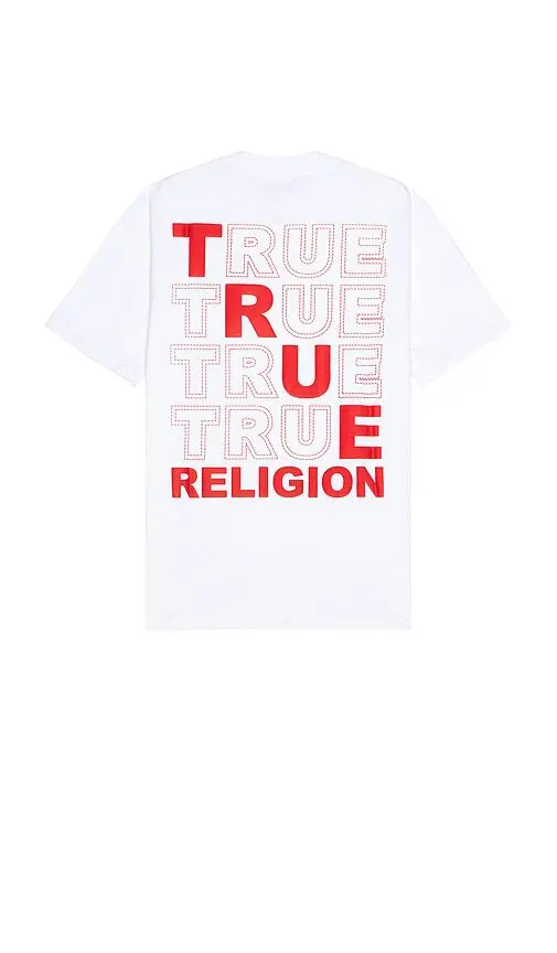 True Religion Short Sleeve Puff Stitch Tee In White