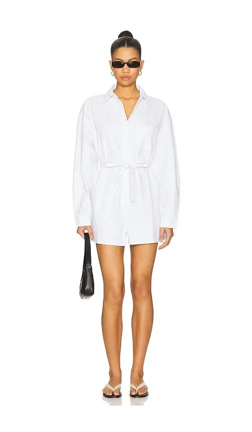 PISTOLA Vance Long Sleeve Romper - Vivid White