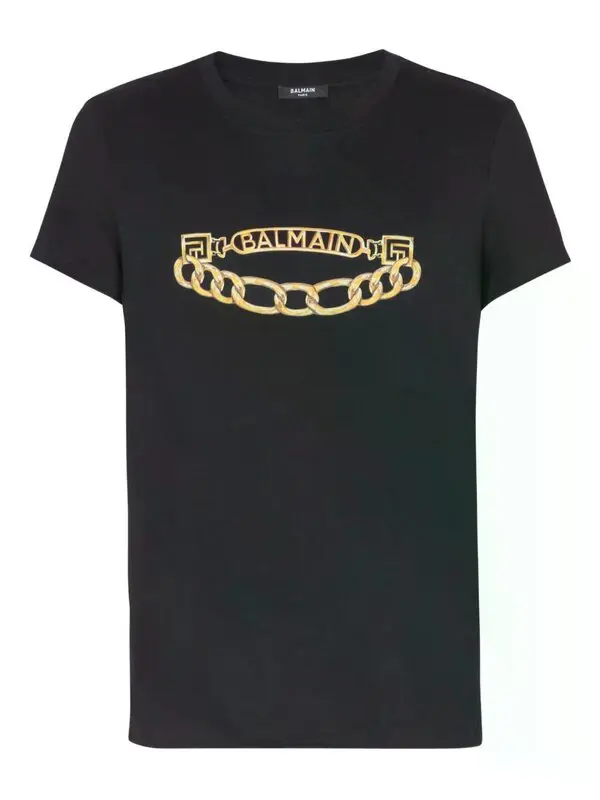 Balmain Chaînes-print T-shirt - Black
