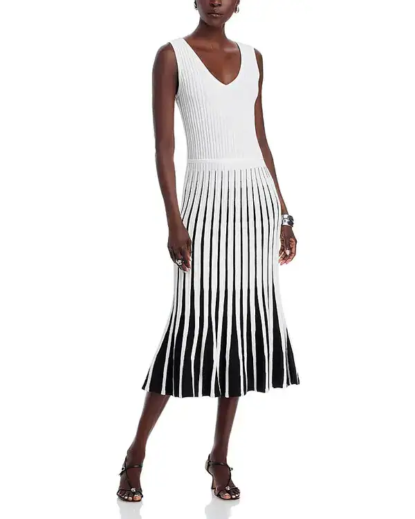 Elie Tahari Dalia Knit Maxi Dress In Sky White/Noir - 50% Off | Editorialist