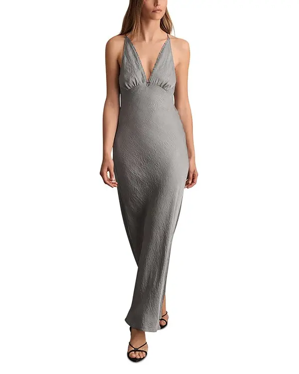 REISS Vesper Crushed Satin Midi Dress