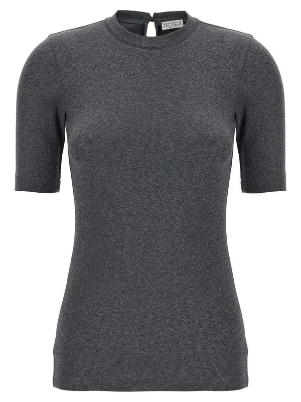 Brunello Cucinelli Monile Ribbed T-shirt - Gray
