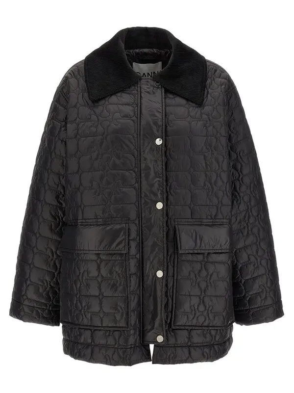 GANNI Shiny Quilt Midi Jacket
