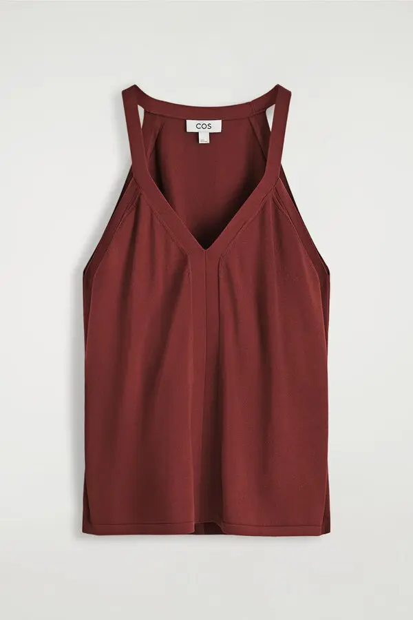 Cos Knitted V-neck Tank Top - Red