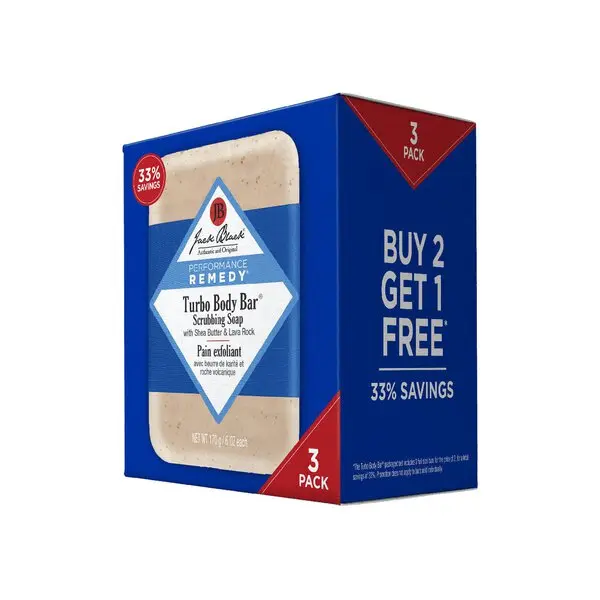 Jack Black Turbo Body Bar Scrubbing Soap 3-pack - One-color