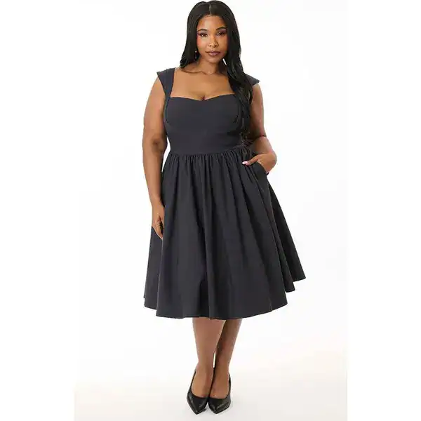 black 1950s swing dress polkadot swing LBD main image 1