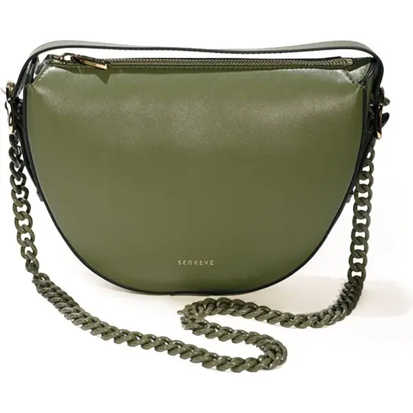 Senreve Mini Fortuna Smooth Leather Crescent Bag - Artichoke