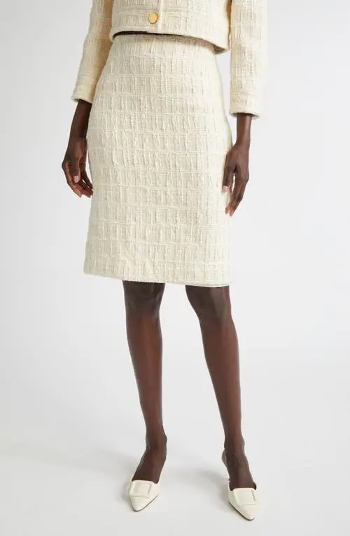 St. John Skyler Tweed Skirt - Ecru