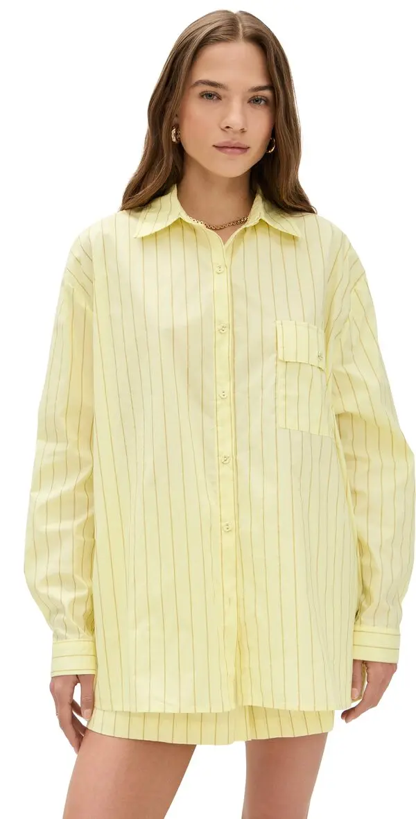 VRG GRL Striped Button-down Shirt - Citrus