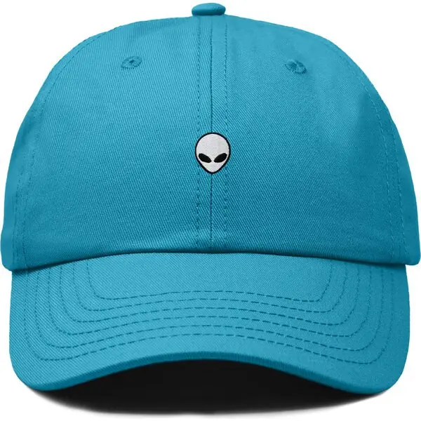 DALIX Cotton Baseball Cap With Embroidered Alien Design - Teal