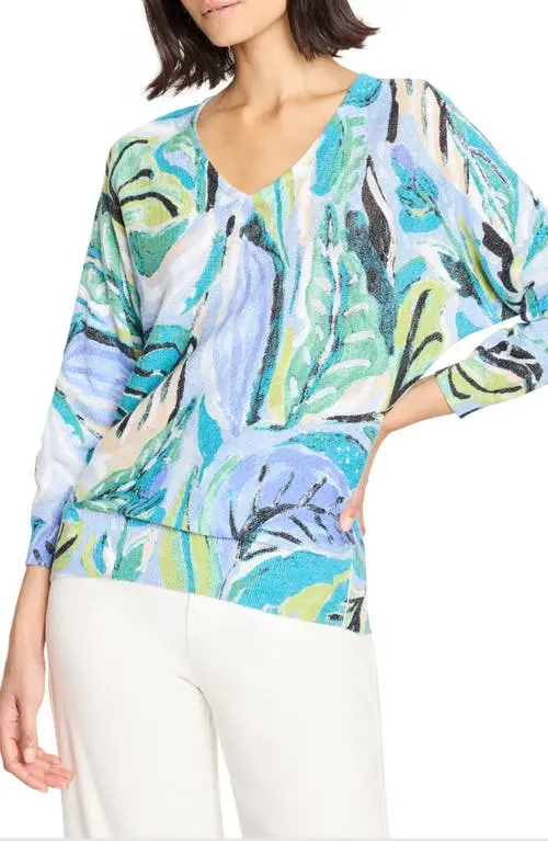 NIC+ZOE Island Beat Print V-neck Sweater