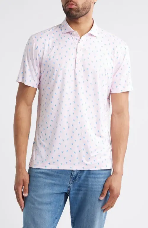 Johnnie-o Low Country Crab Print Featherweight Performance Polo - Azalea