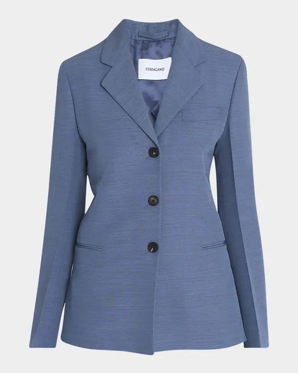 FERRAGAMO 3-button Wool Faille Jacket
