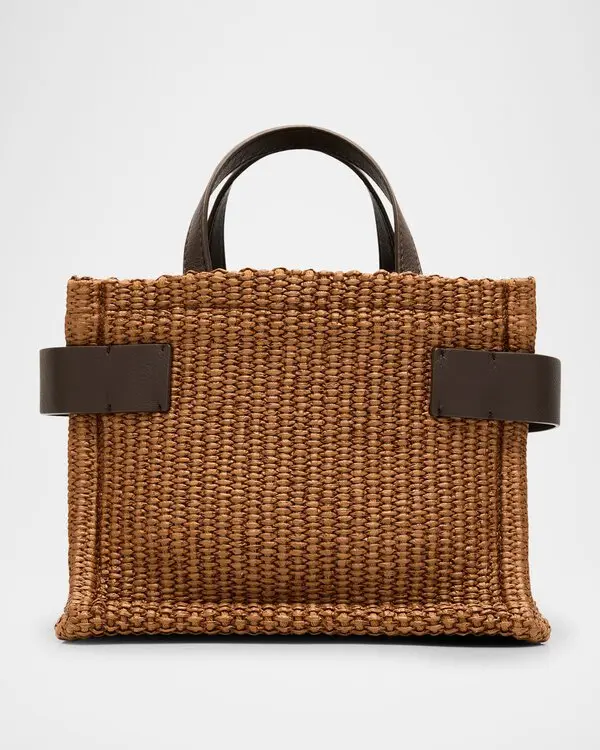 Brunello Cucinelli Essense Mini Raffia Tote Bag - Umber