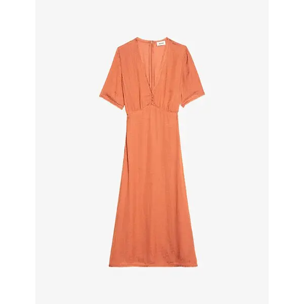 Zadig&Voltaire Satin V-neck Midi Dress
