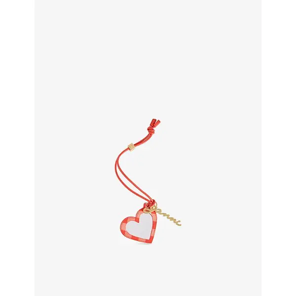 GANNI Bou Heart Mirror Leather-blend Charm - Red Alert