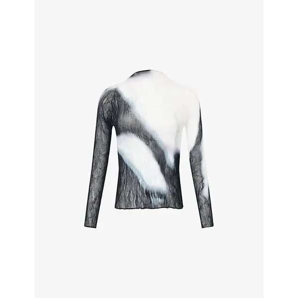 Issey Miyake Shadow Study Pleats High-neck Knitted Top