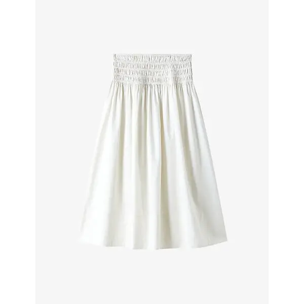 JOSEPH Leonie Shirred-waist Cotton Midi Skirt