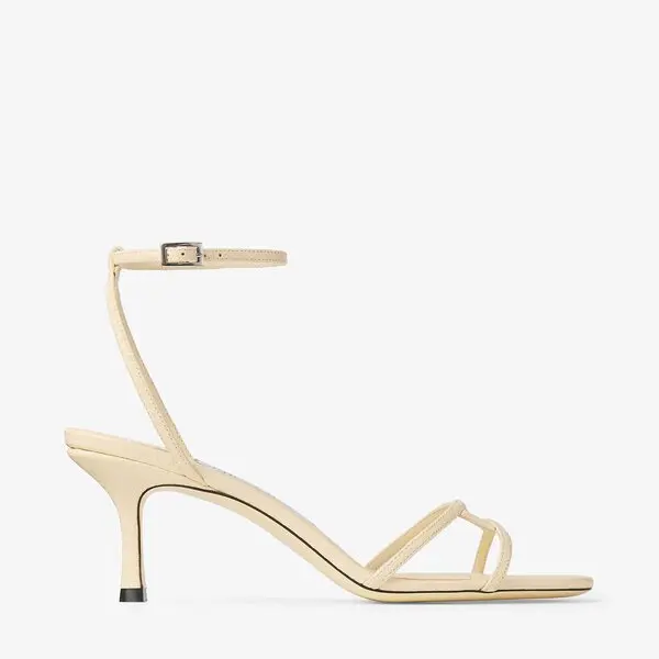JIMMY CHOO Leo 65 Elaphe Printed Leather Sandal - Buttermilk