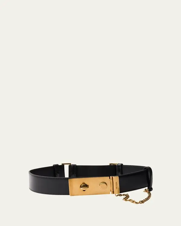 Prada Chain Buckle Leather Belt
