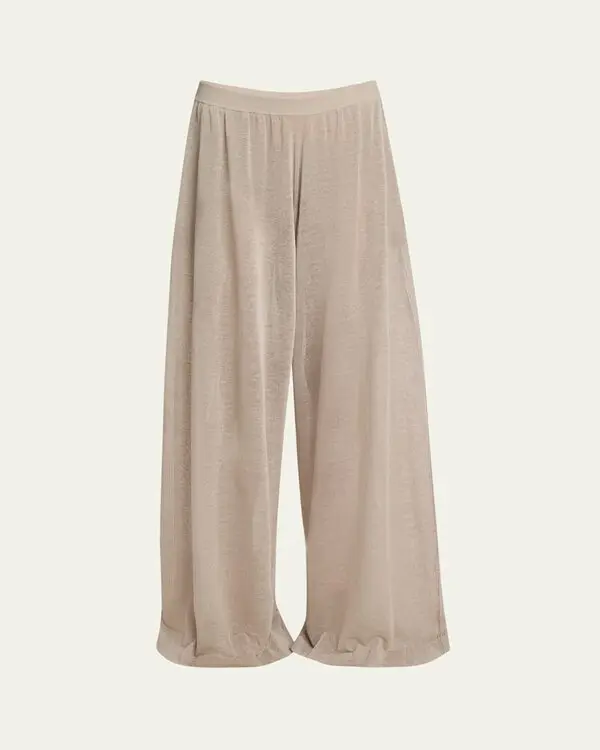 Alaïa Flowy Silk Linen Knit Pants - Beige Clair