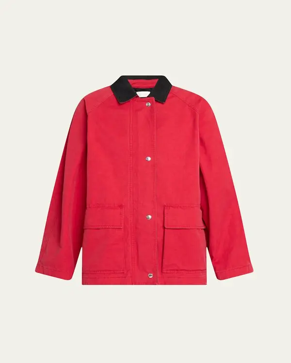 THE ROW Elodianna Long-sleeve Cotton Utility Jacket - Red