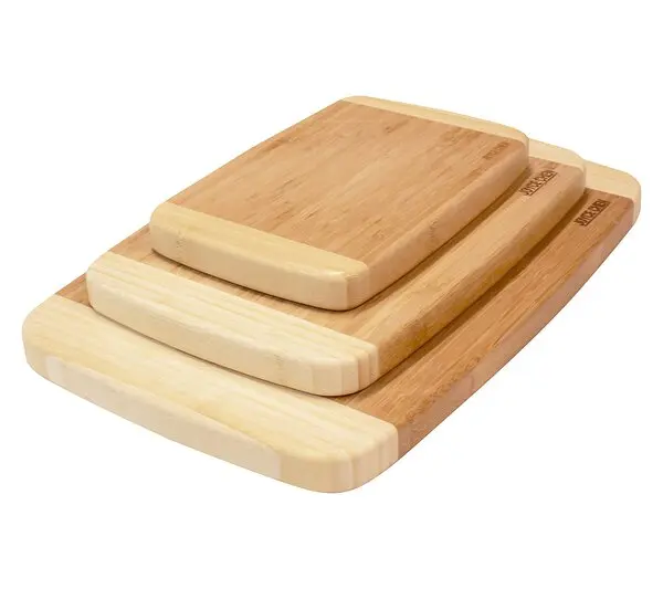JOYCE CHEN Set Of 3 Burnished Bamboo Cutting Bo Ards Bundle