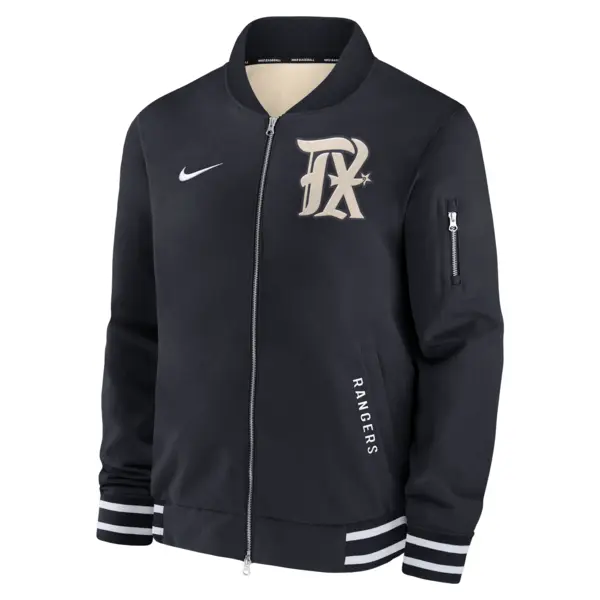 Nike Texas Rangers Authentic Collection City Connect Mlb Full-zip Bomber Jacket - Blue