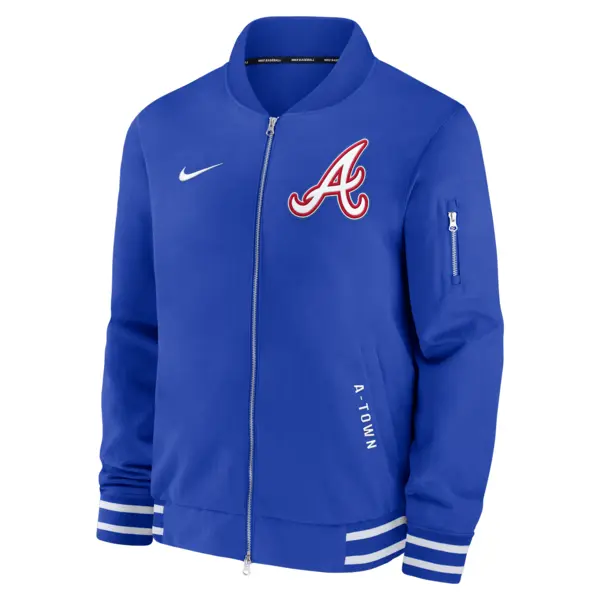 Nike Atlanta Braves Authentic Collection City Connect Mlb Bomber Jacket - Blue