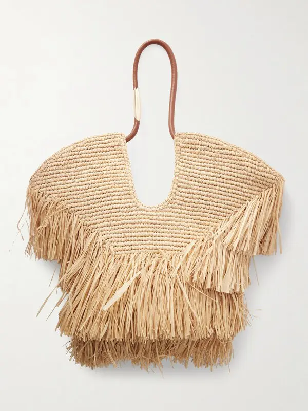 Zimmermann Goldentime Medium Fringed Raffia Tote - Neutrals