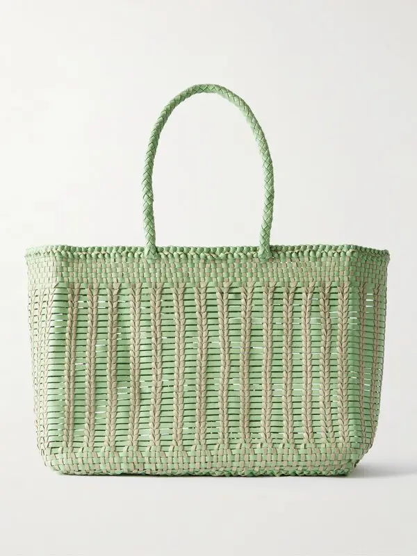 Dragon Diffusion Bali Basket Woven Leather Tote - Green