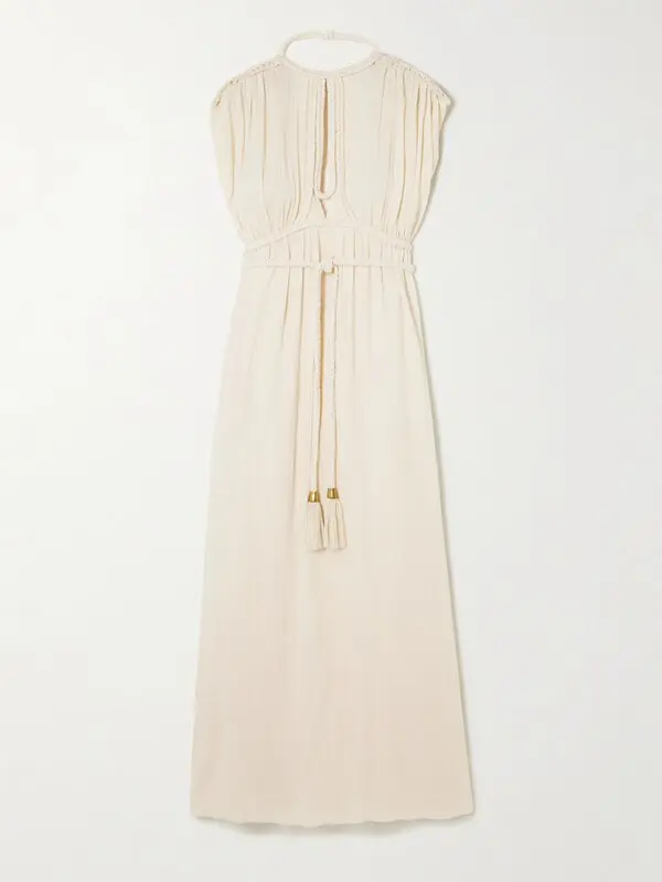 Isabel Marant Braided Gathered Cotton-gauze Maxi Dress - Neutrals