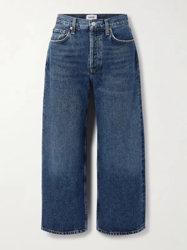 AGOLDE Arc Cropped High-rise Wide-leg Jeans - Blue