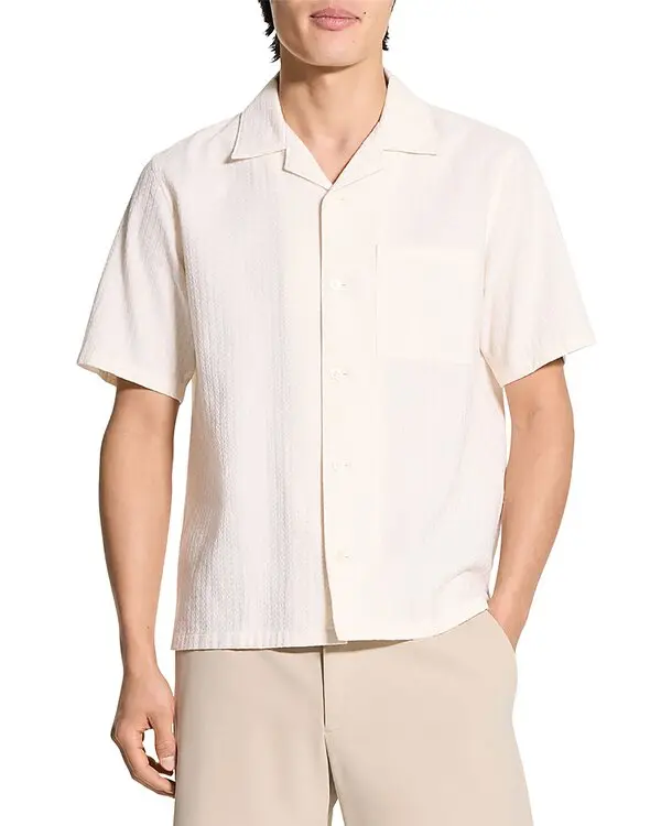 Theory Noll Short Sleeve Camp Collar Shirt - White/eggshell
